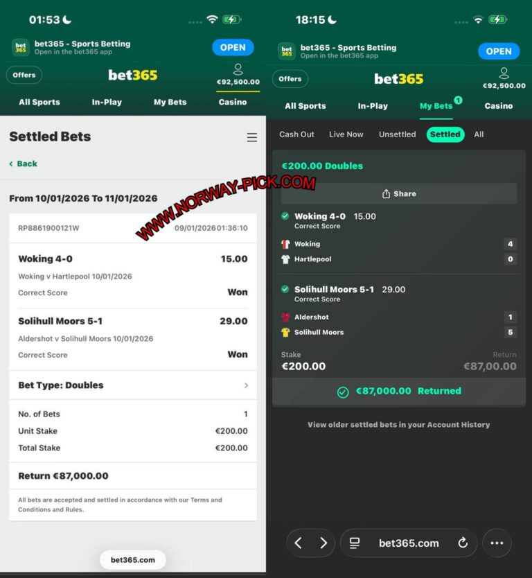 BET365 CORRECT SCORE FIXED MATCH